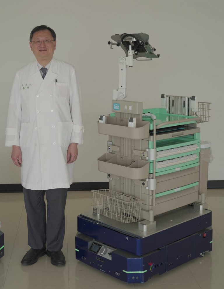 Three new helper robots at the Hsinchu National Taiwan University ...